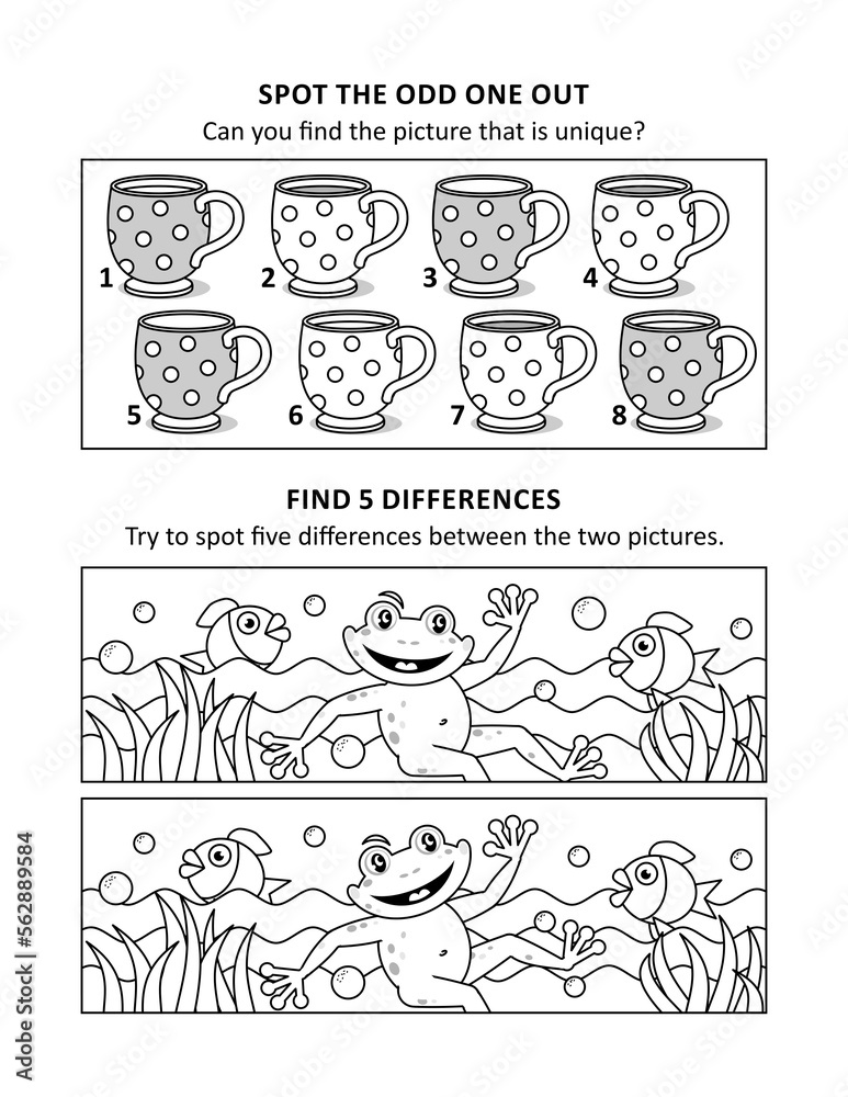 Activity sheet for kids with two visual puzzles, also can be used as ...