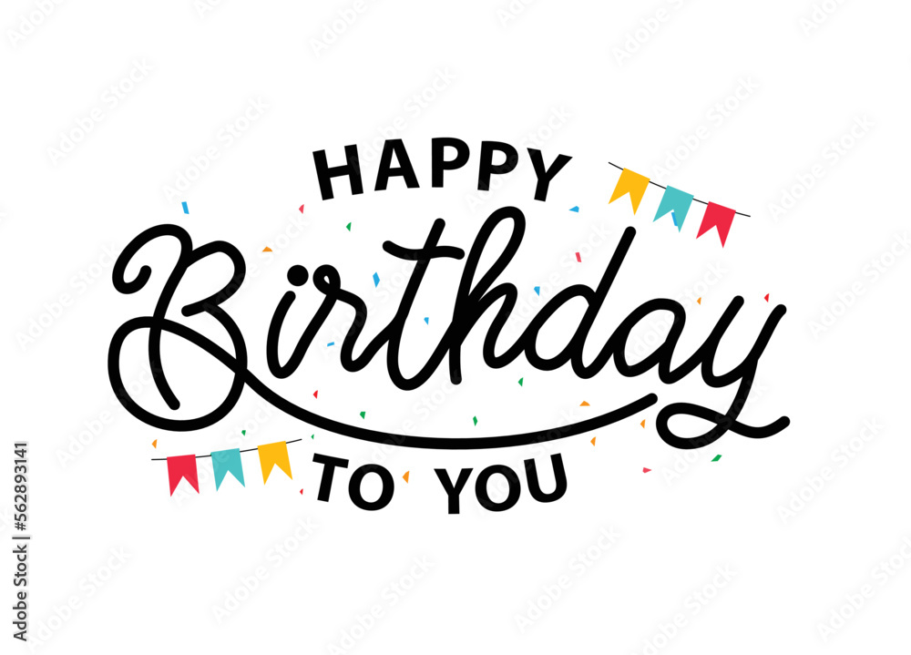 happy birthday text typography Stock Vector | Adobe Stock