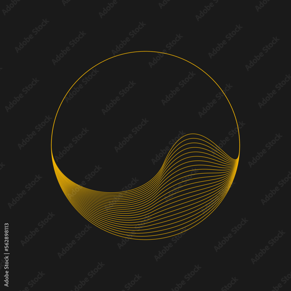 Abstract yellow oval dotted lines in circle form. Vector deformed ...
