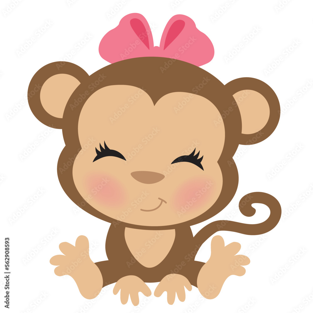 Photo Cute sitting monkey girl vector cartoon illustration, primus44 ...