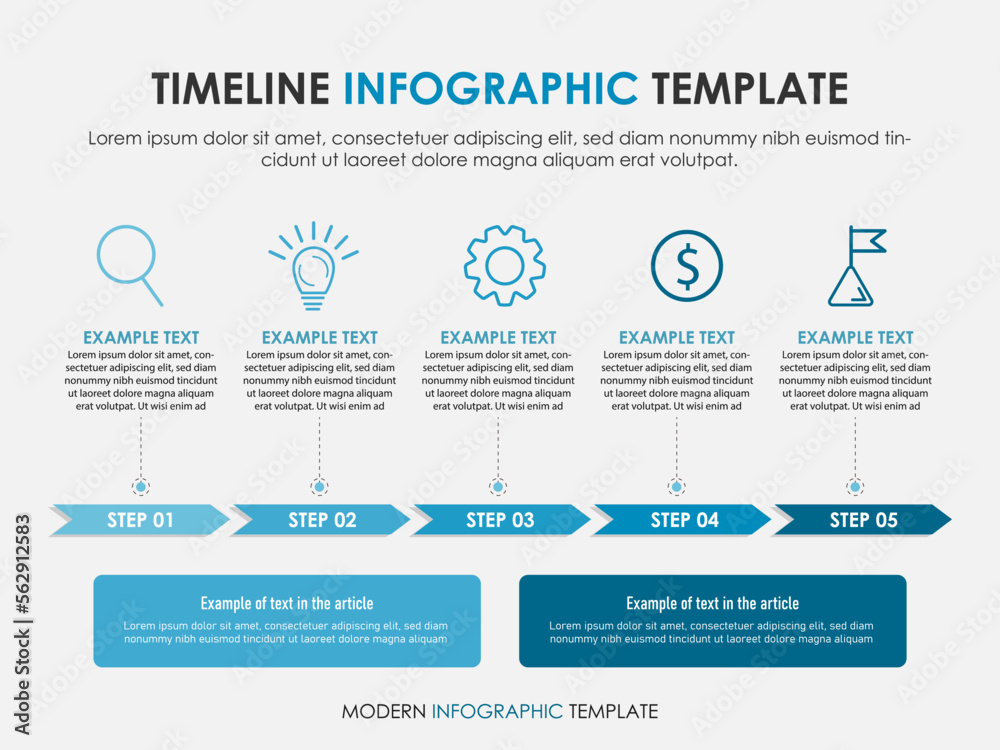 Timeline Creator infographic template. 5 Step timeline journey ...