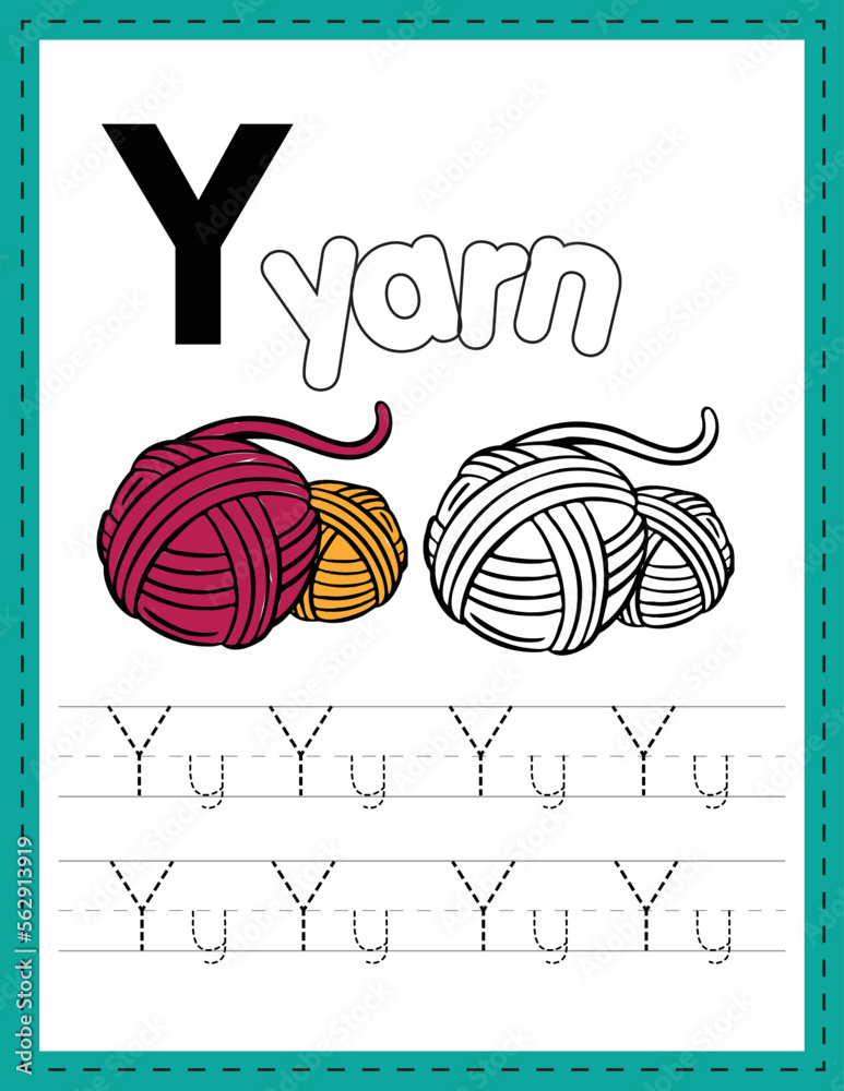 Alphabet handwriting word tracing and coloring worksheets Stock Vector ...