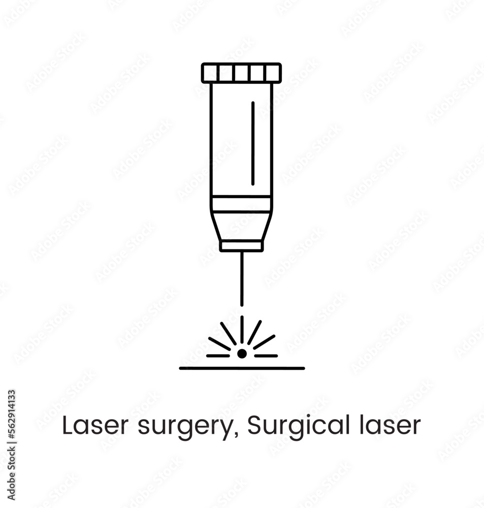 Laser surgery icon line vector, medical illustration of surgical laser ...
