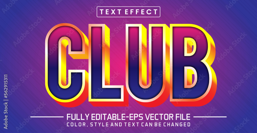 Club text editable style effect Stock Vector | Adobe Stock
