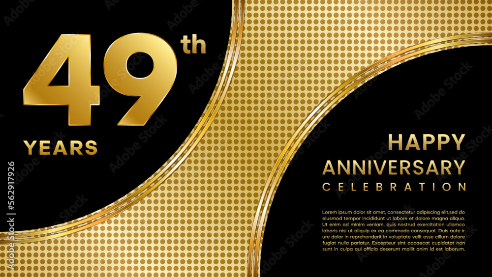 49 year anniversary template design with golden color pattern for ...