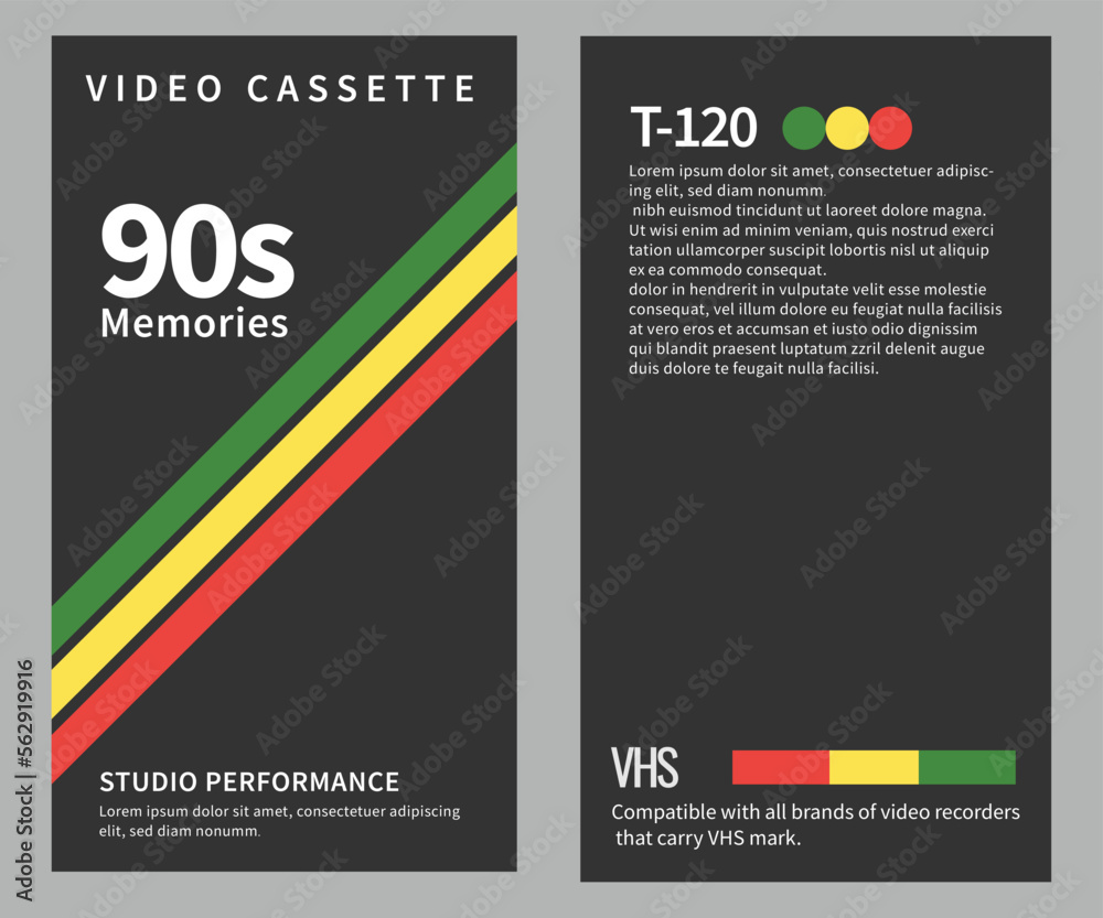 retro stye black vhs cassette cover 90s temple mockup vintage Stock ...