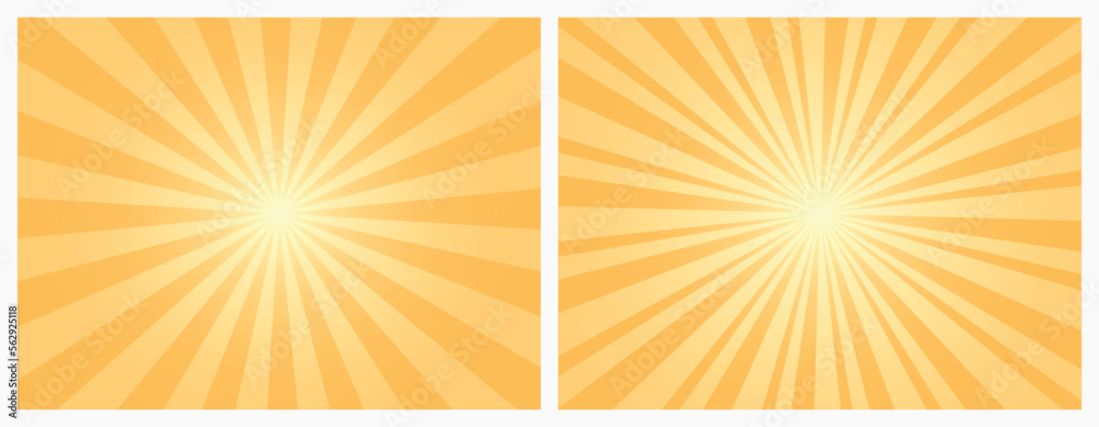 Bright Orange sunburst pattern background. Sunbeam backdrop with Golden ...