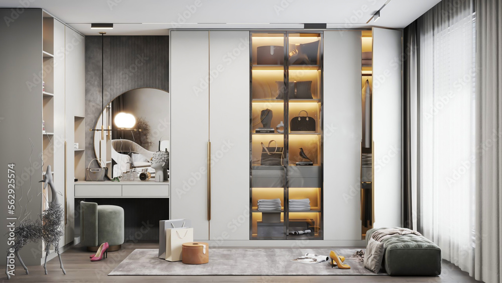 3d rendering modern luxury dressing room interior Stock Illustration ...
