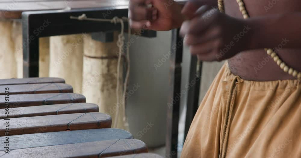 traditional african marimba player in traditional costume playing ...