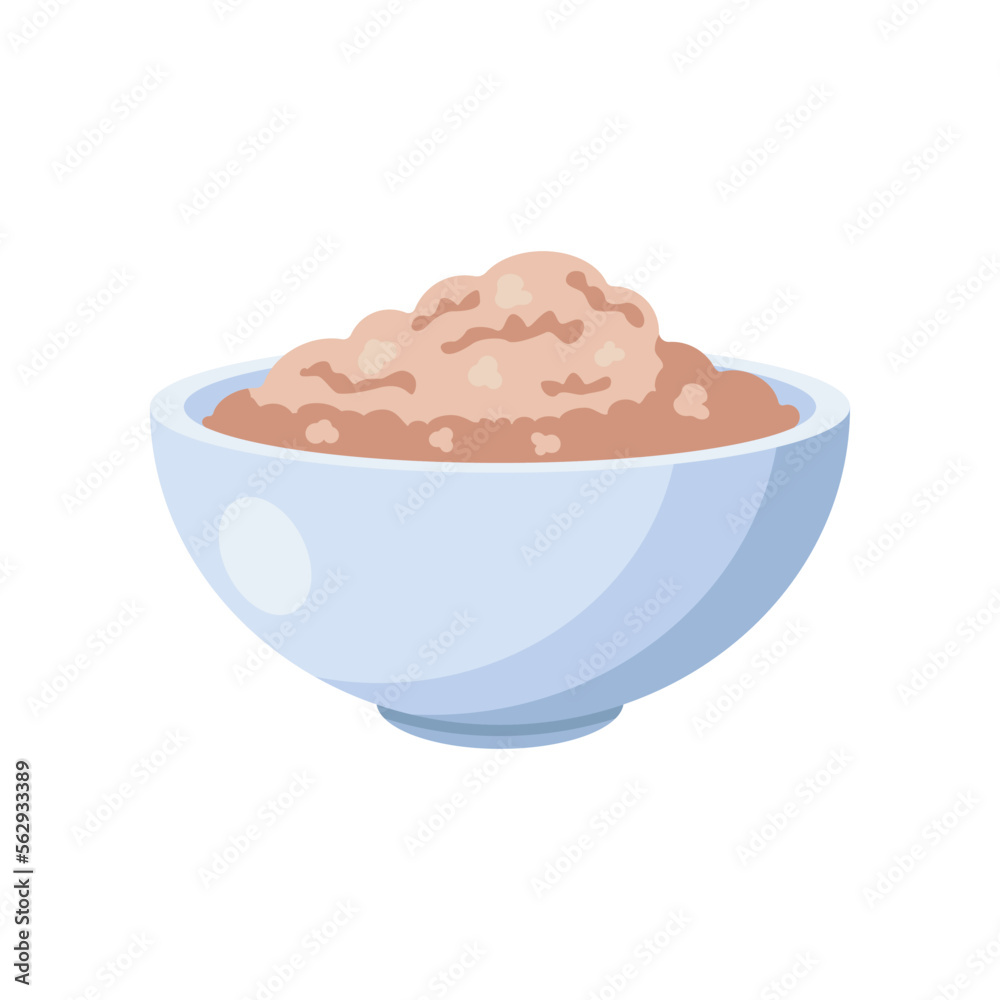 Oatmeal porridge for breakfast cartoon illustration. Bowl of porridge ...