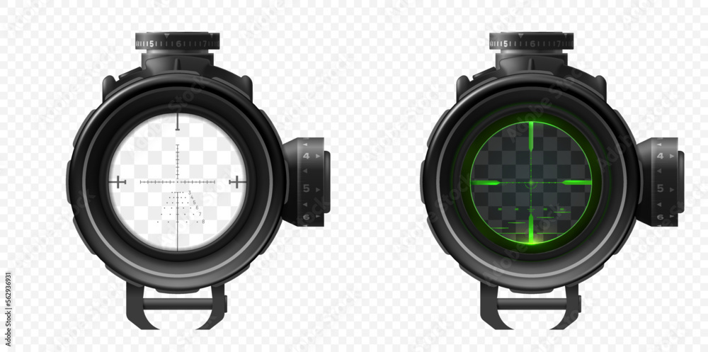 Vecteur Stock Sniper scope. Sight view target, isolated vector crosshair of gun. Realistic 3d ...