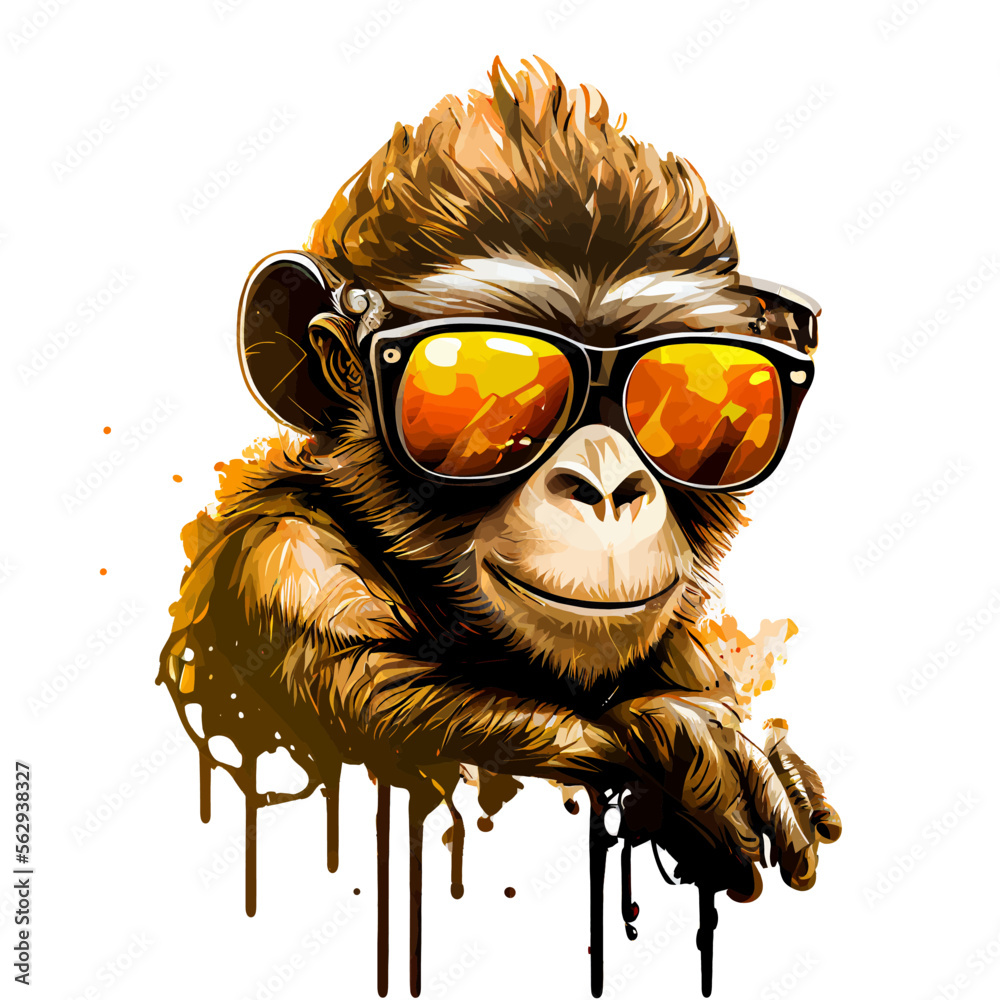 Colorful monkey ape artwork vector t-shirt design Stock Vector | Adobe ...