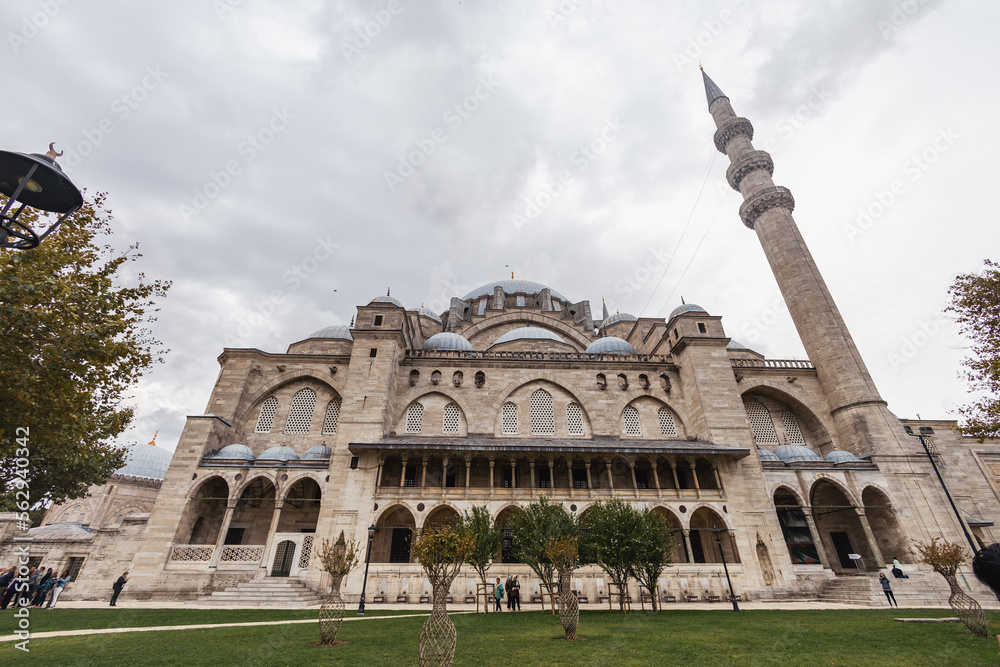 Shehzade Camii Mosque. Courtyard with a fountain of the Shehzade Camii ...