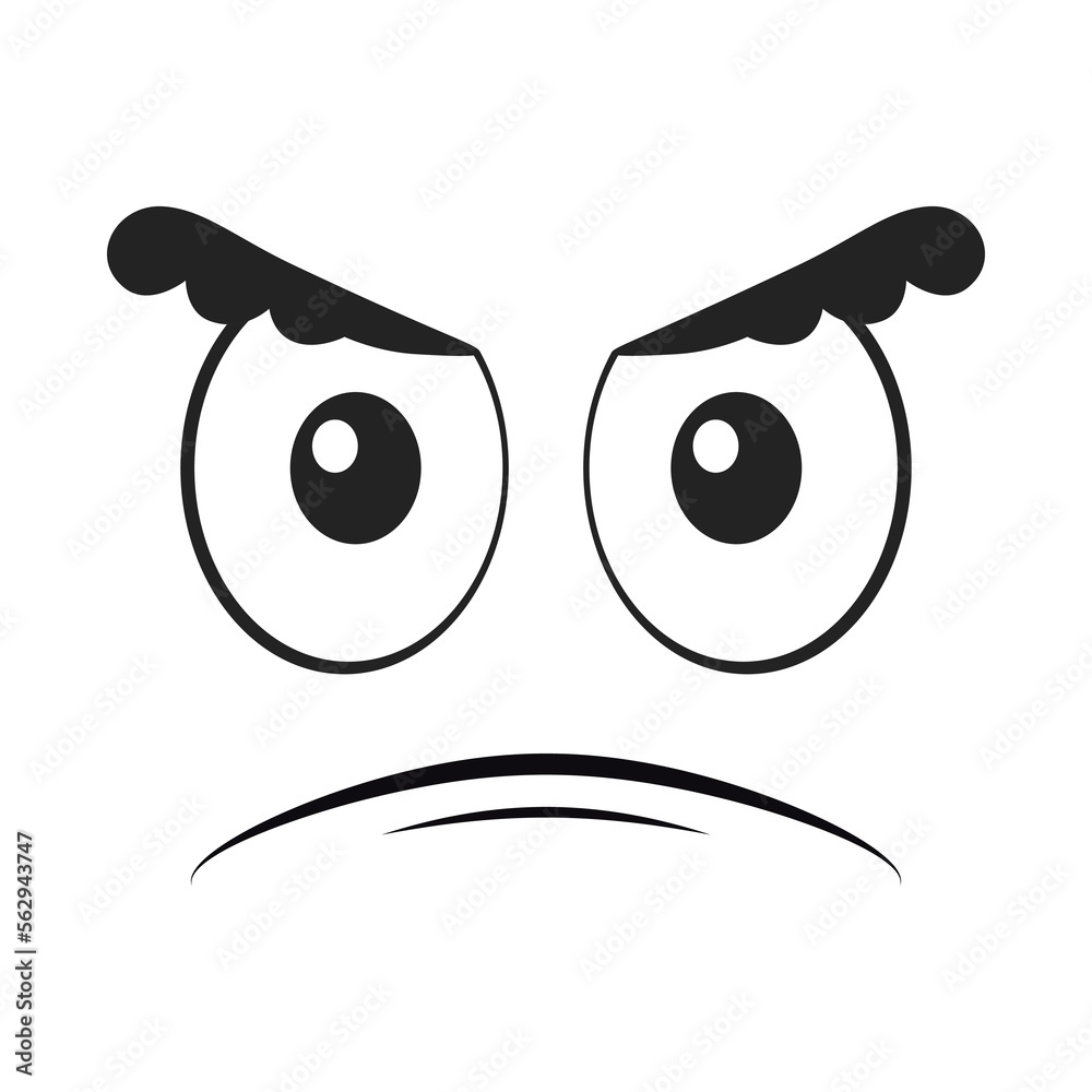 Cartoon frowning face. Angry expression vector illustration. Stock ...