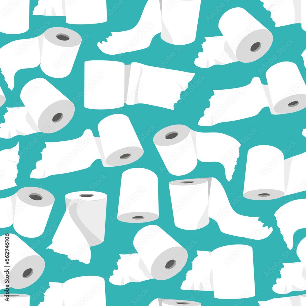 Poster Toilet paper roll vector cartoon seamless pattern background for ...