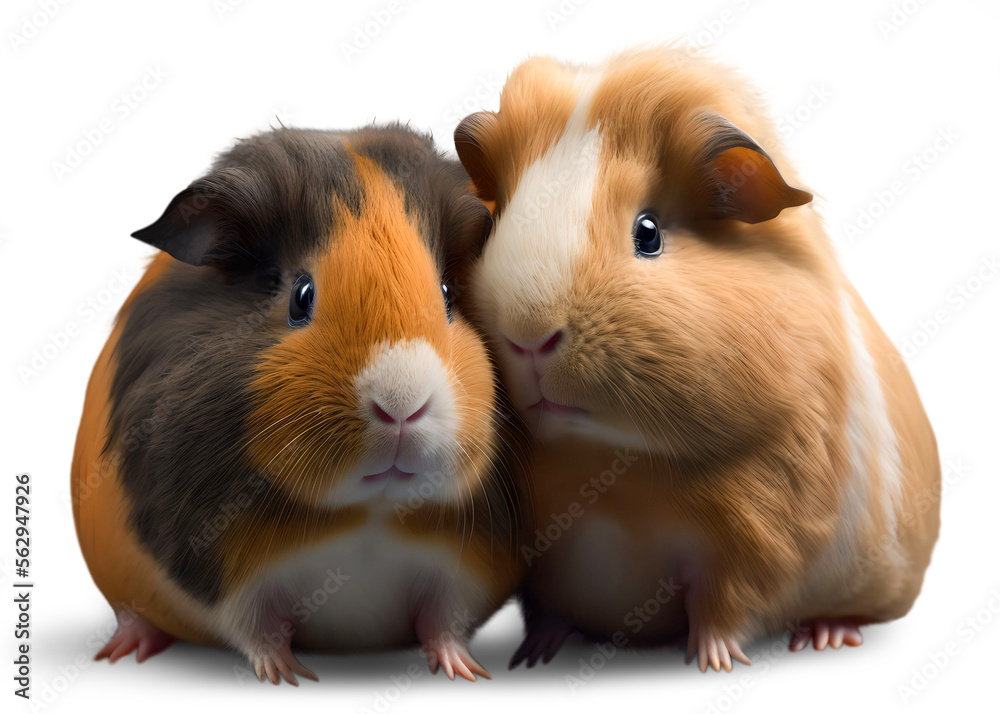 Photo & Art Print two guinea pig couple, illustration on transparent ...