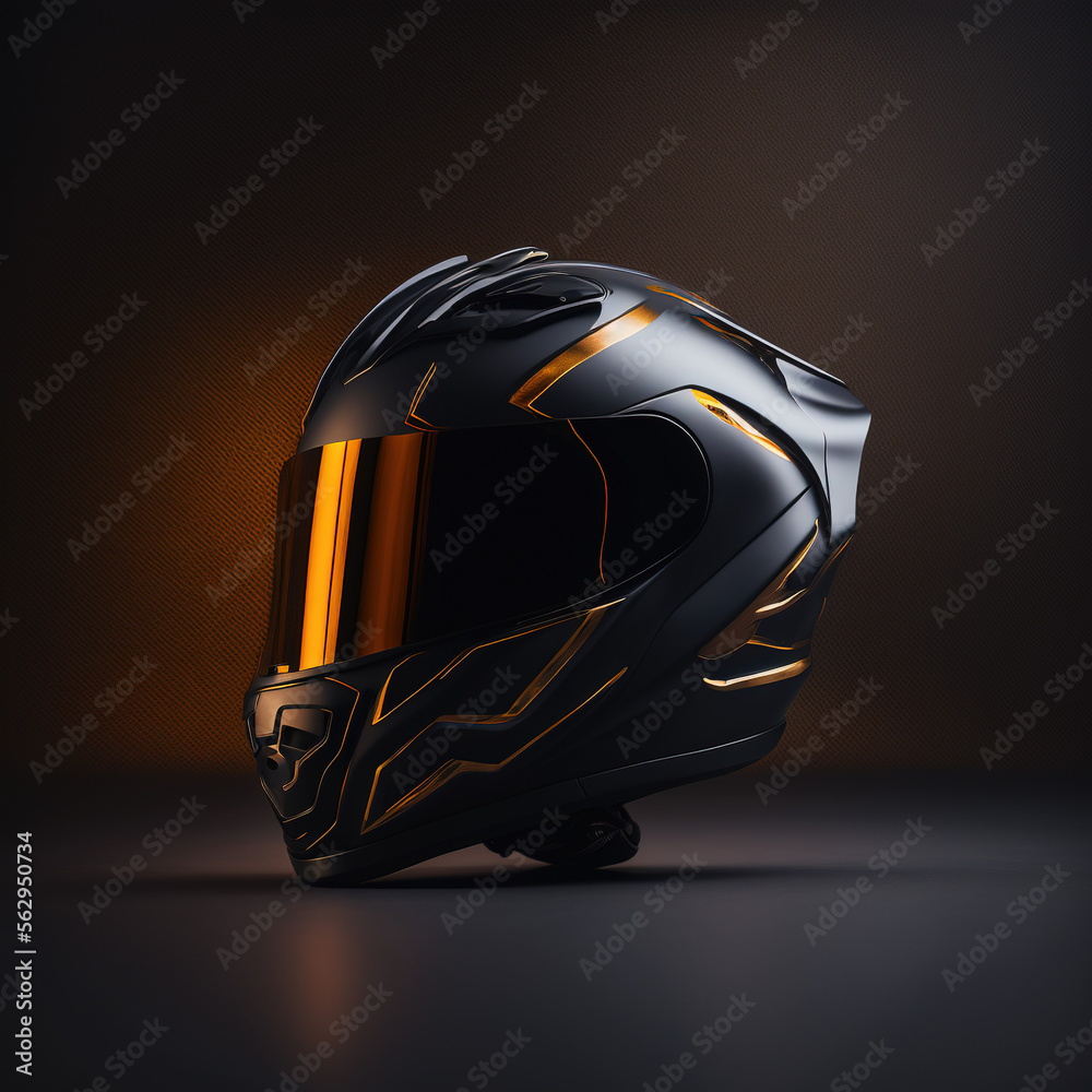 representation of a futuristic racing motorcycle helmet, set against a ...