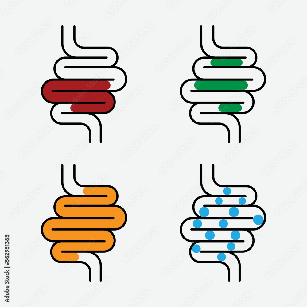 Abdominal bloating pain set Stock Vector | Adobe Stock