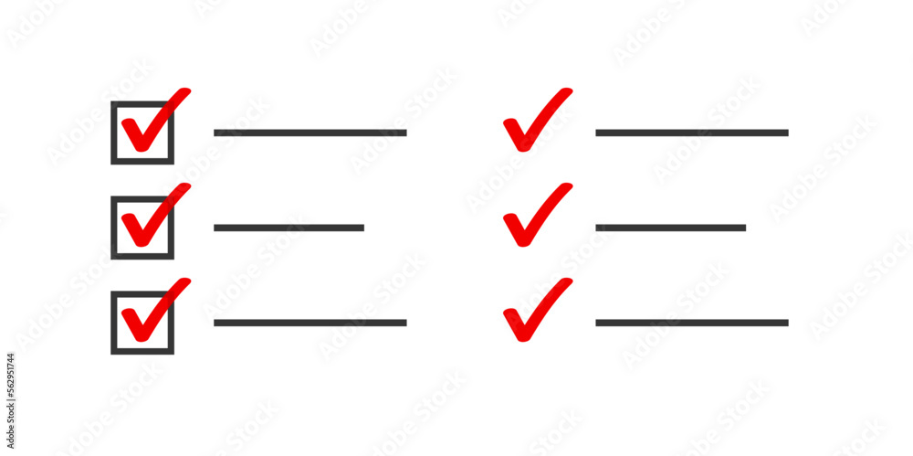Check mark list task marker vector element or questionnaire poll survey ...