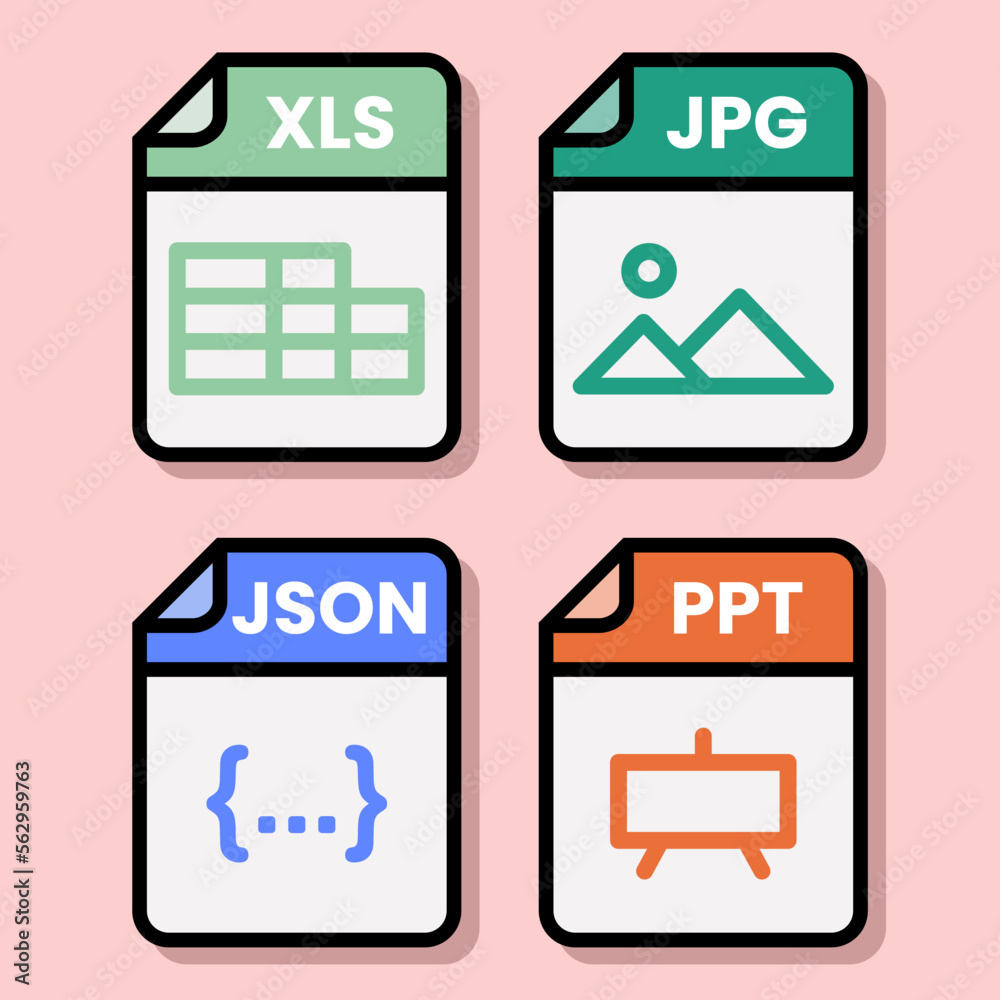 Document File Folder Download Vector Color Format Pdf Doc Xls Zip