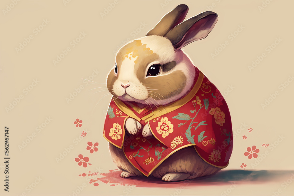 Kawaii Image Of The Rabbit During The Chinese Lunar New Year Anime