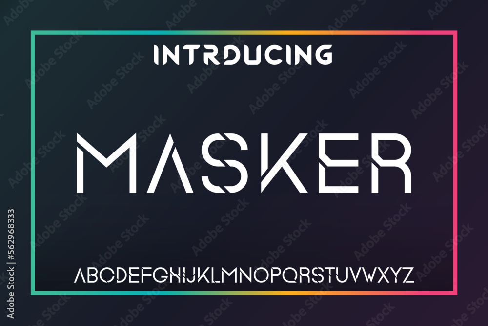 MASKER Futuristic modern techno sci fi bold display stencil font ...