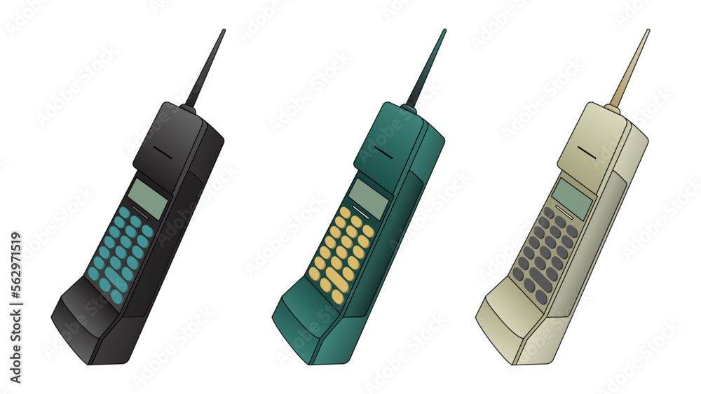 old mobile phone vector. old keypad phones, nostalgia vector objects ...