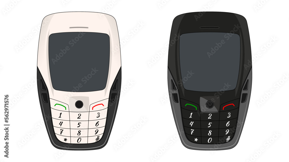 old mobile phone vector. old keypad phones, nostalgia vector objects ...