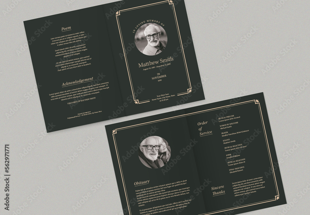 Funeral Program Layout Stock Template | Adobe Stock