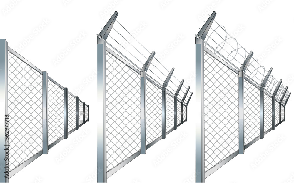 Poster Perspective view of barbed metal fence – Tableau | Europosters