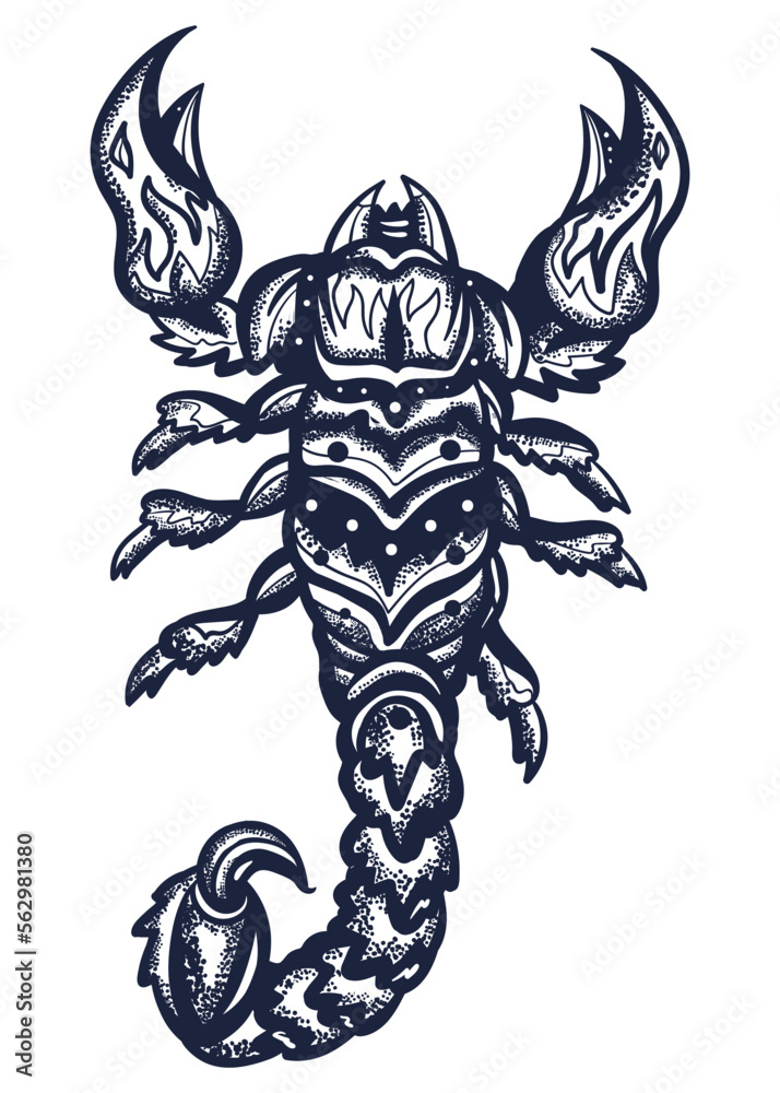 Scorpion. Insects. Old school tattoo vector art. Hand drawn graphic ...