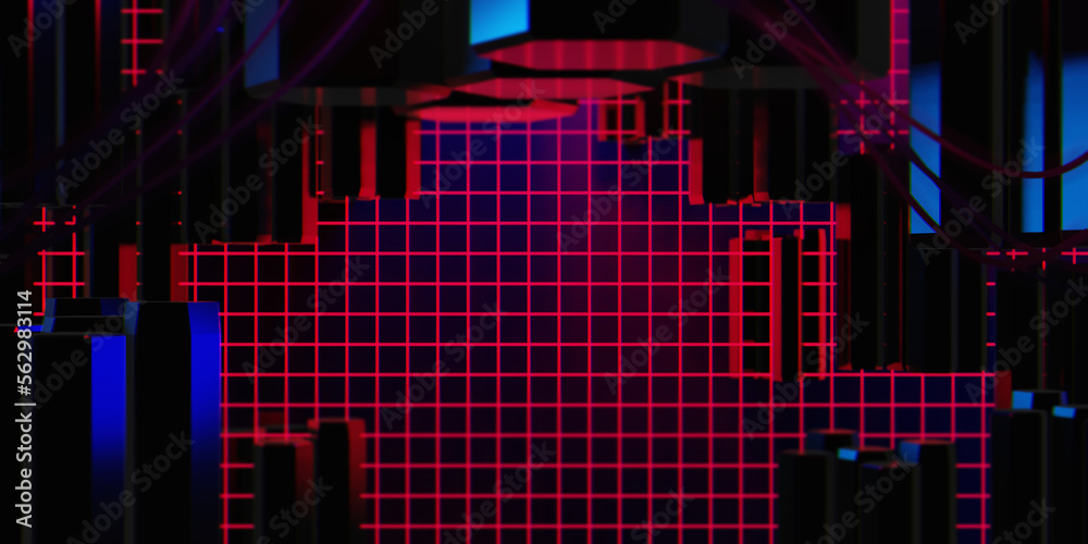 3d illustration rendering of futuristic cyberpunk city. gaming ...