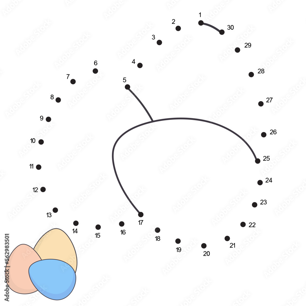 Easter eggs. Dot to dot Game. Connect the dots by numbers and finish ...