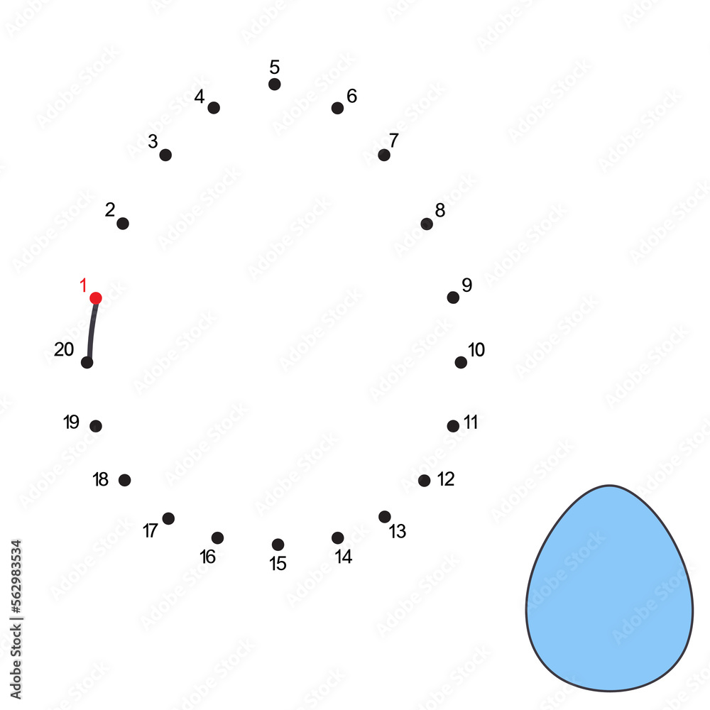 Dot to dot Game. Easter egg. Connect the dots by numbers to draw the ...