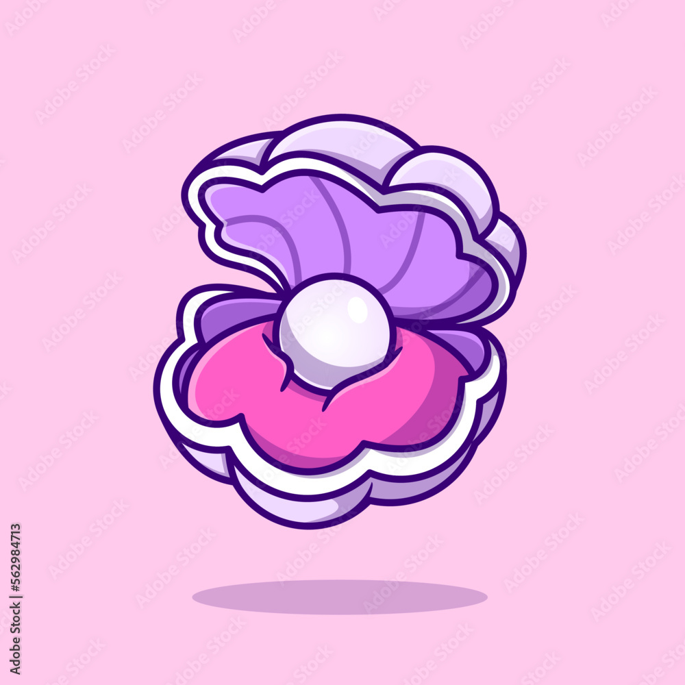 Cute Pearl Shell Cartoon Vector Icon Illustration. Animal Nature Icon ...