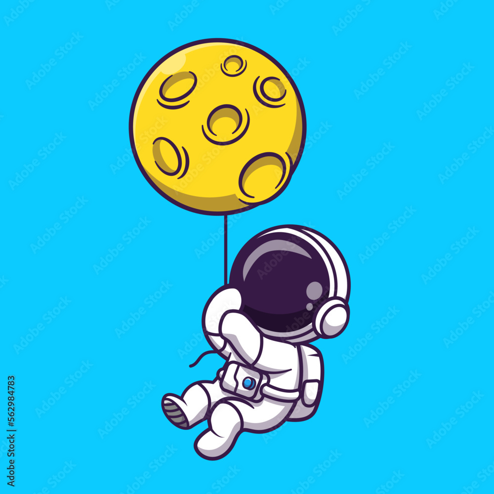 Cute Astronaut Floating With Moon Balloon Cartoon Vector Icon ... Cute Astronaut Floating With Moon Balloon Cartoon Vector Icon ...