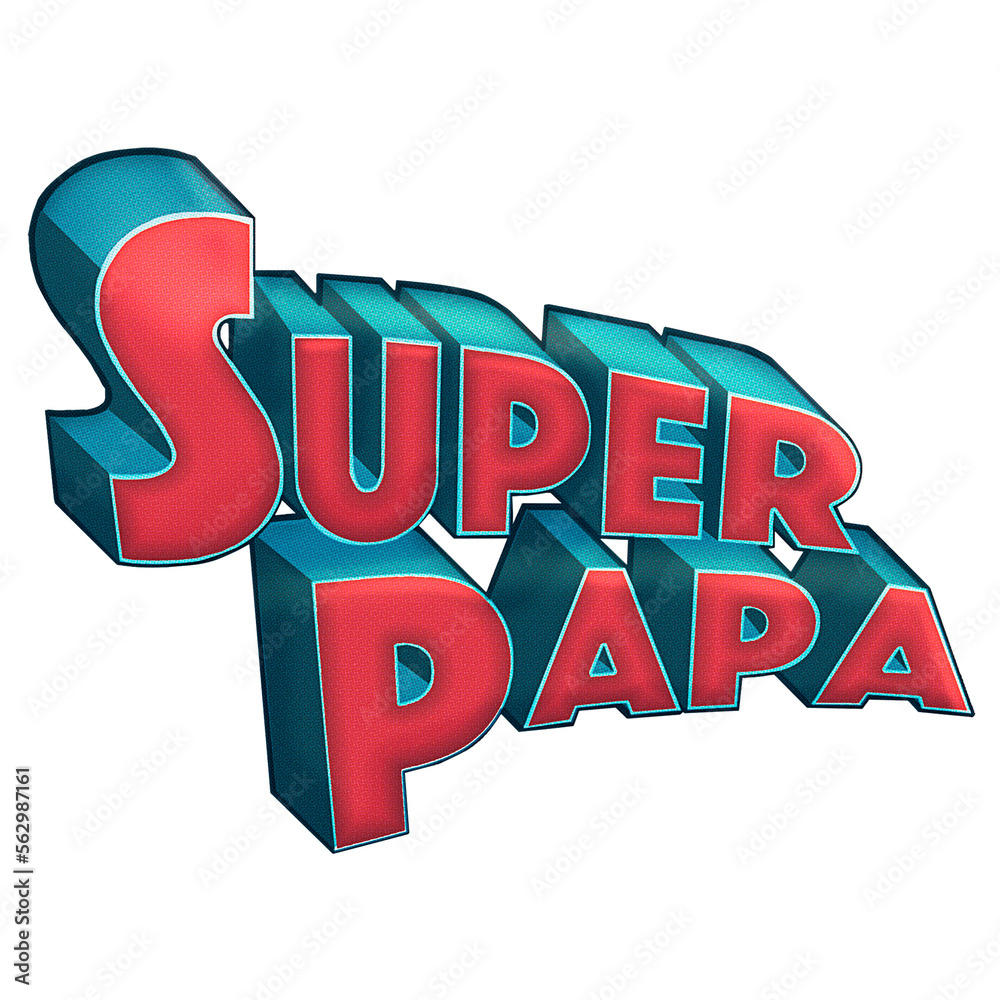 Super papa fête des pères logo design rouge et bleu Stock Illustration ...