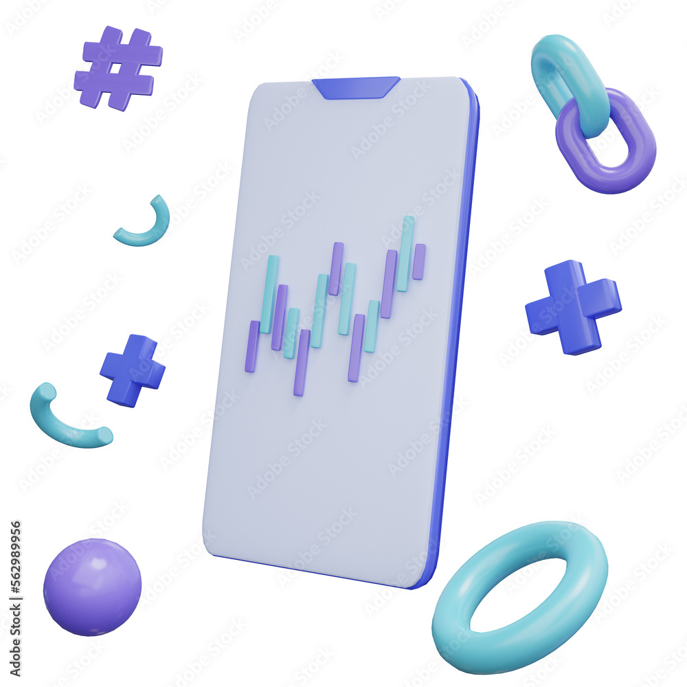 Phone with icon. Mobile trade isolated on transparent background ...