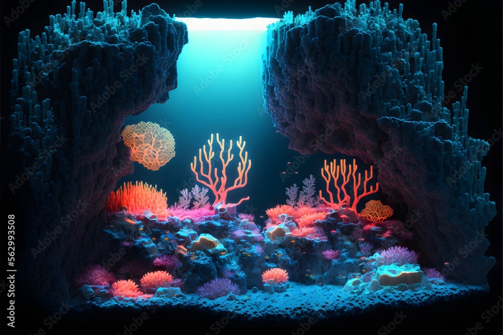 fantanstic deep sea floor alien planet coral reef, underwater volcanic ...