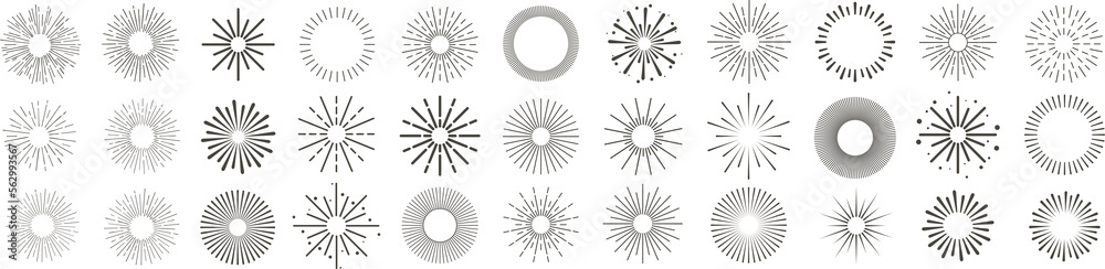 Sun rays hand drawn, linear drawing Stock Illustration | Adobe Stock