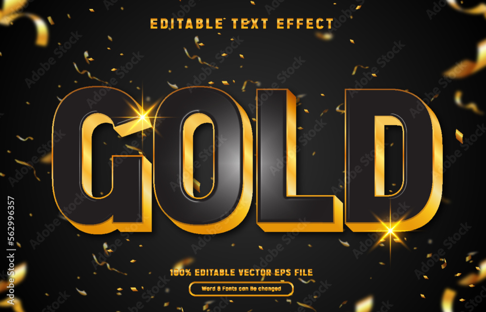 Gold Editable 3d Text style effect with gradient glitter background ...