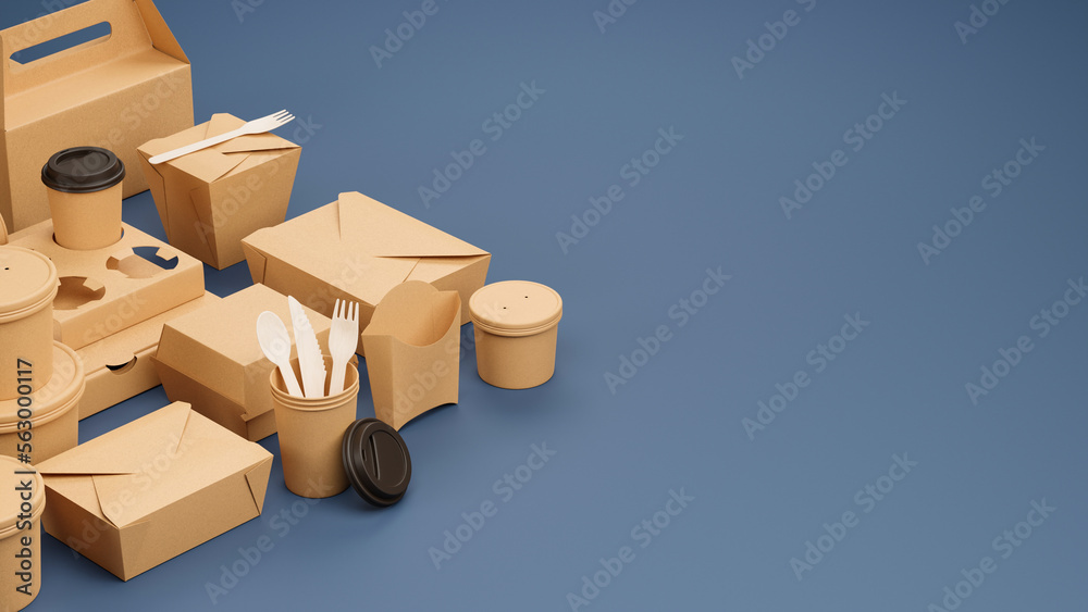 Packaging product brown craft cardboard paper eco mockup catering and ...