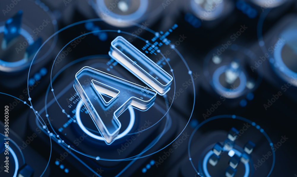 Artificial intelligence AI neural network digital brain machine deep learning processing big ...