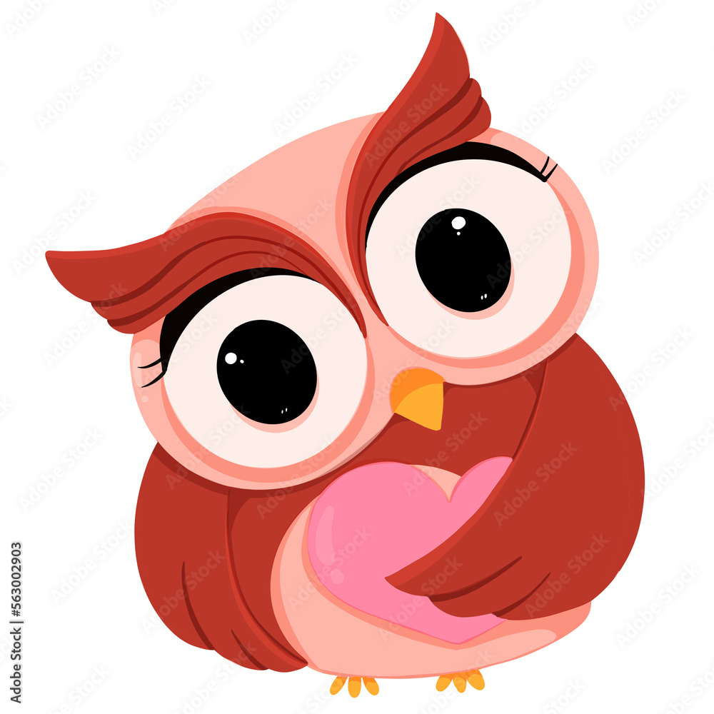 Cute Owl Clipart, Cute Owls Digital Clipart, valentine owl illustration ...