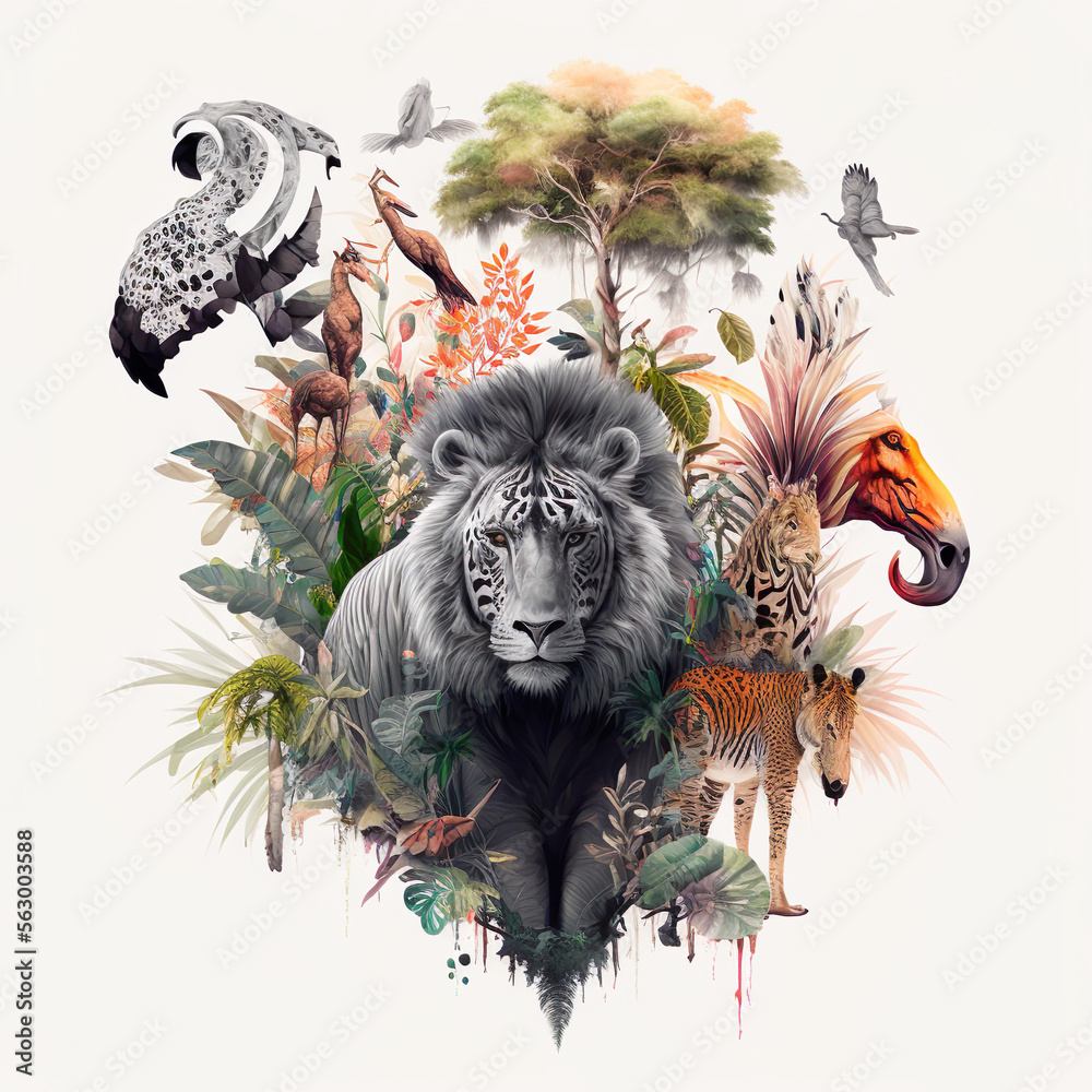 Wild animals - AI-Generated Digital Art Stock Illustration | Adobe Stock