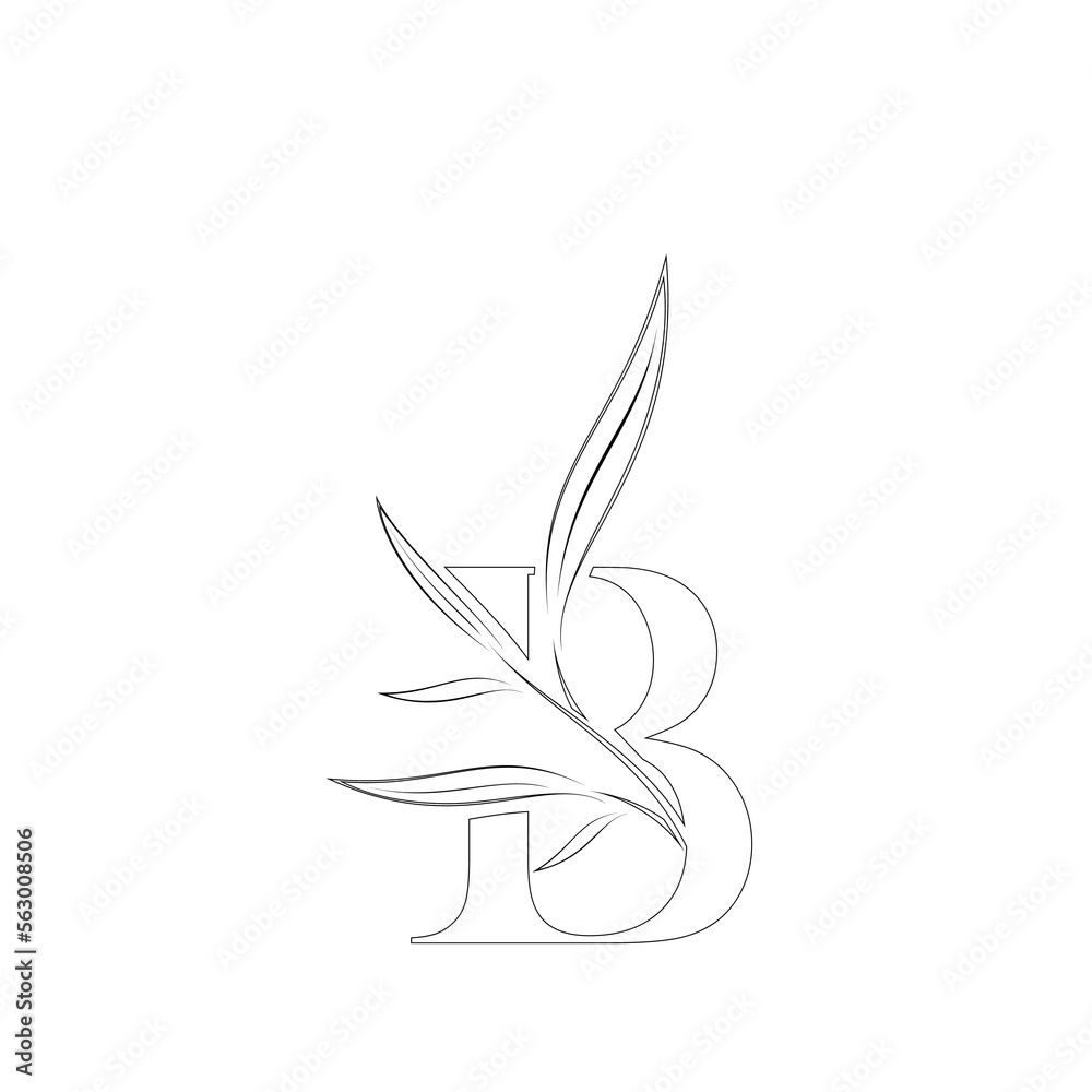 Aesthetic floral letter b line logo Stock Vector | Adobe Stock