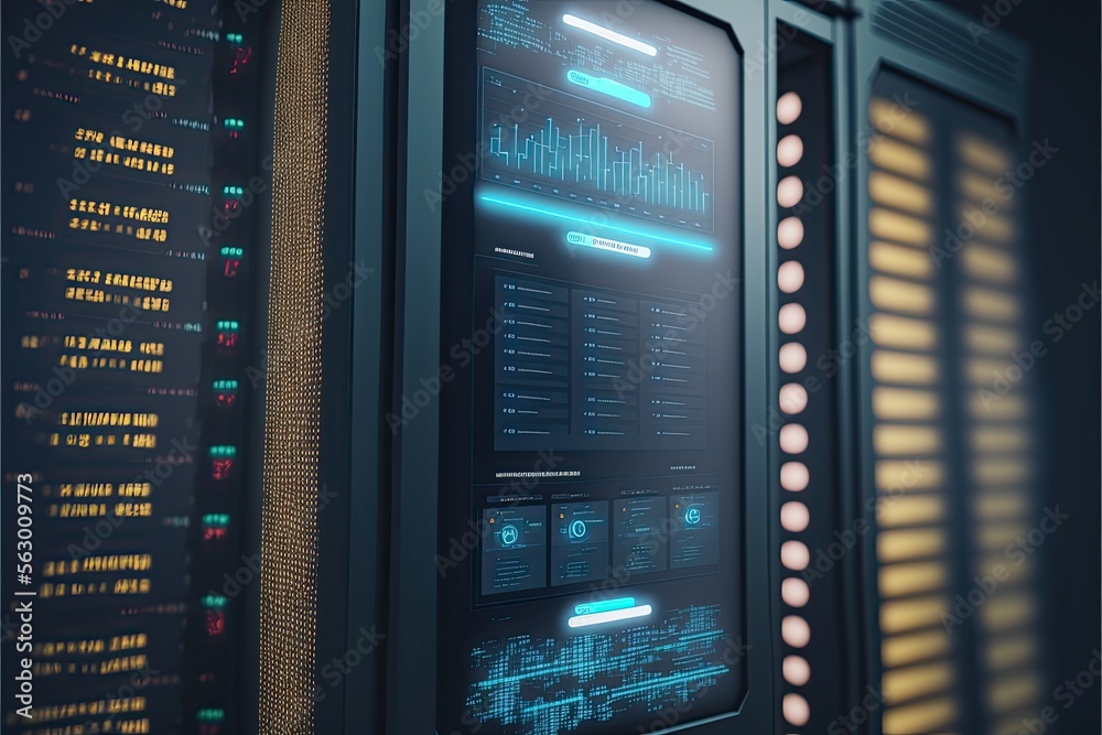 Super computer and quantum server rack in Data center control room ...