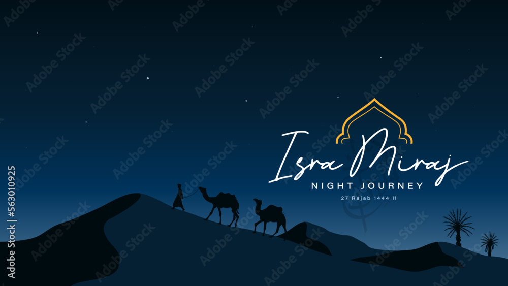 Isra miraj background design template. The night journey Prophet ...