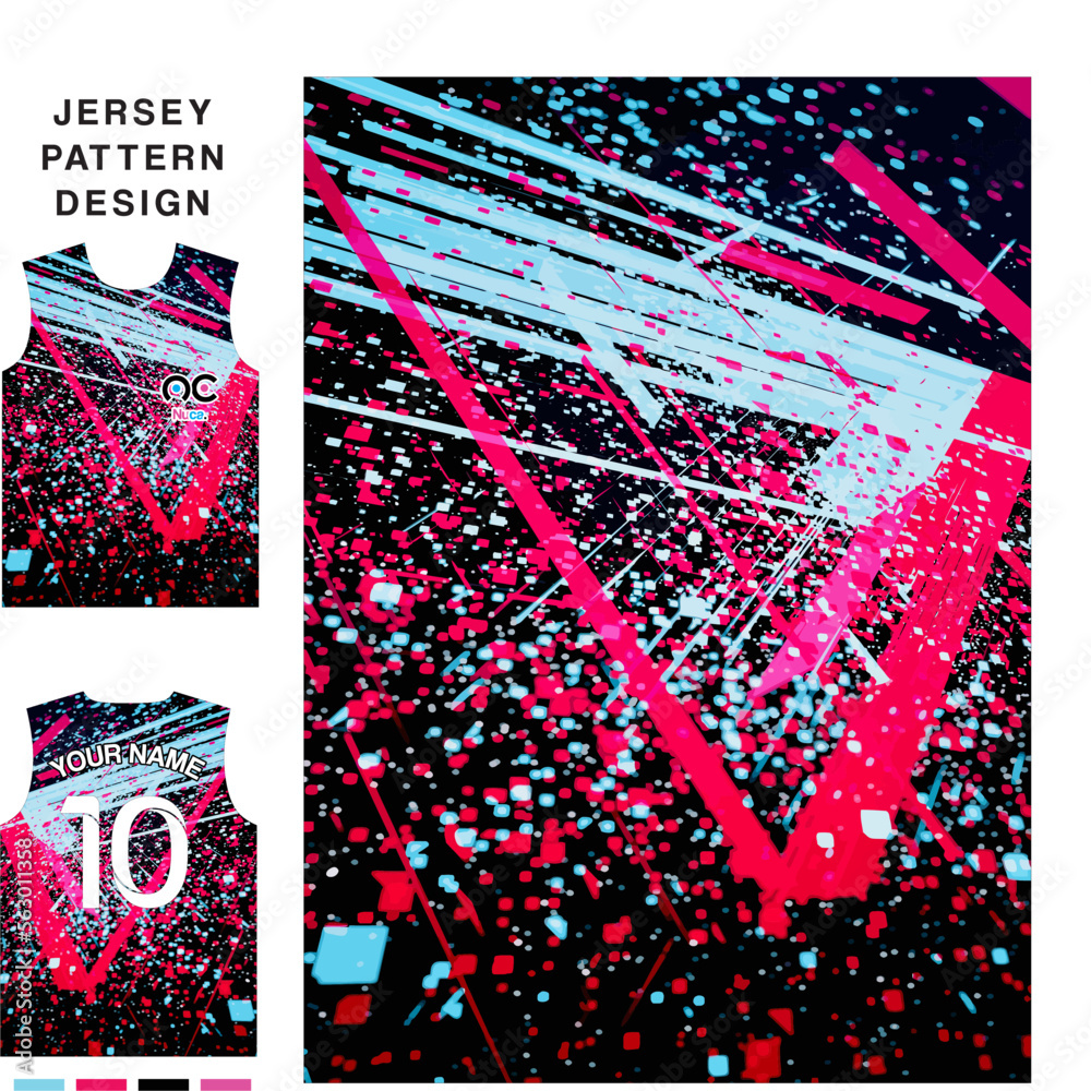 Abstract art color splash concept vector jersey pattern template for ...