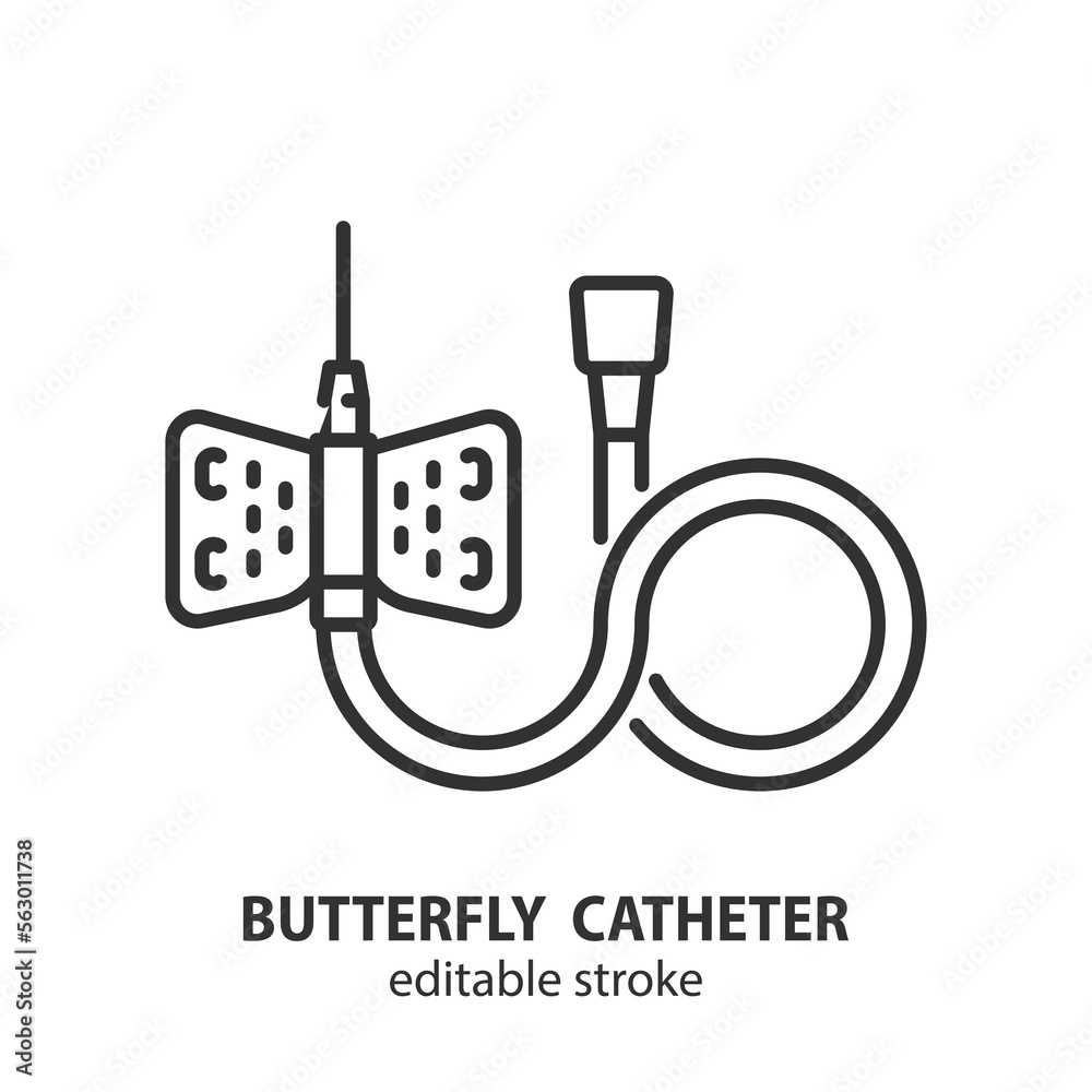 Butterfly catheter line icon. Injection device vector sign. Editable ...